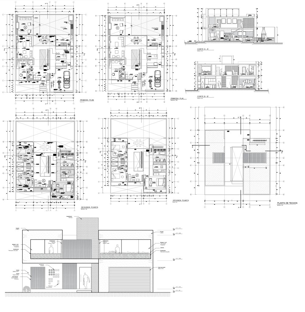 Single-Family House 2 Floors / 300 M2 In DWG (1.49 MB) | CAD library