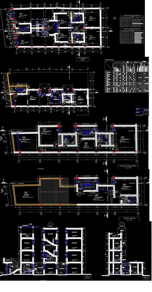 Residential Building Layout Plans in DWG (1.43 MB) | CAD Library