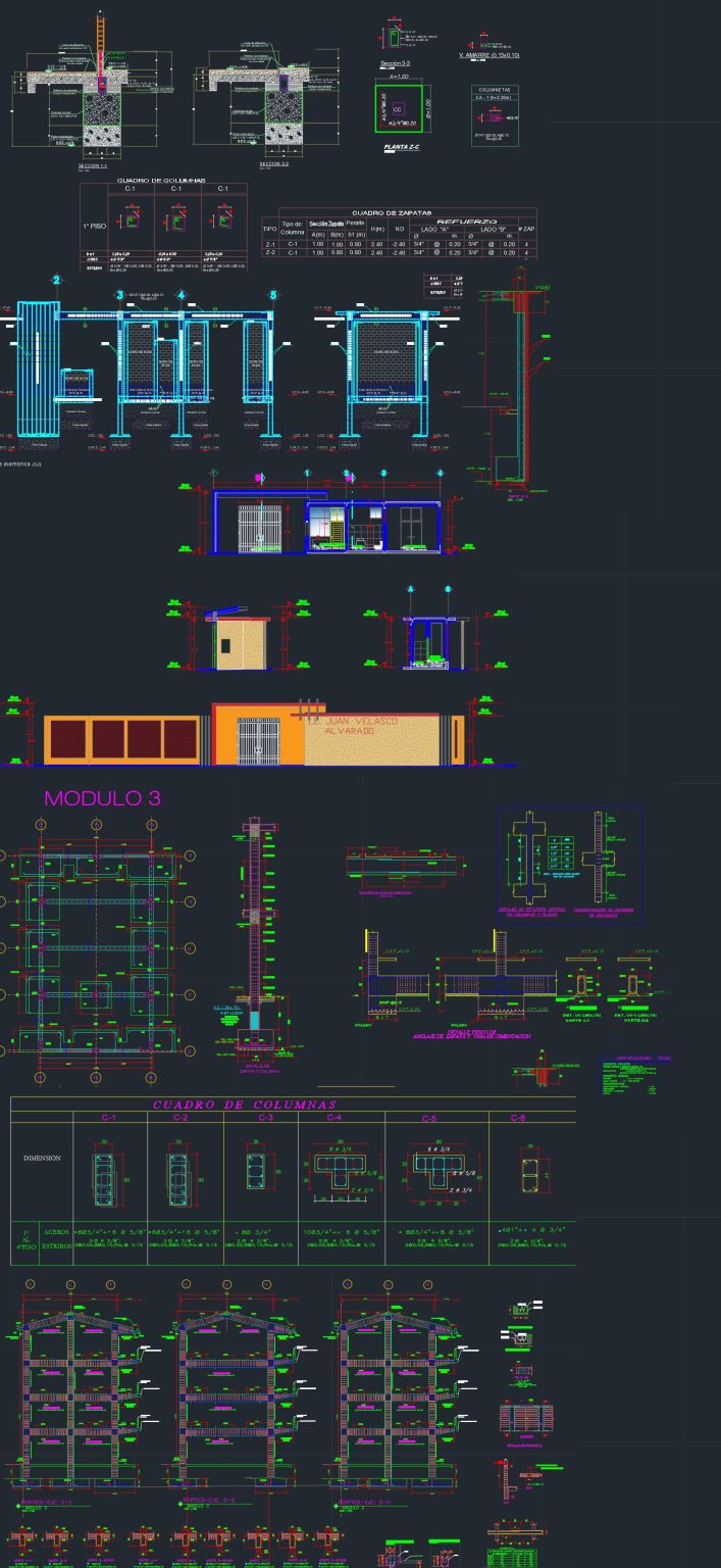 Plano Estructural De Columnas Y Vigas De Vivienda En DWG (599.90 KB ...