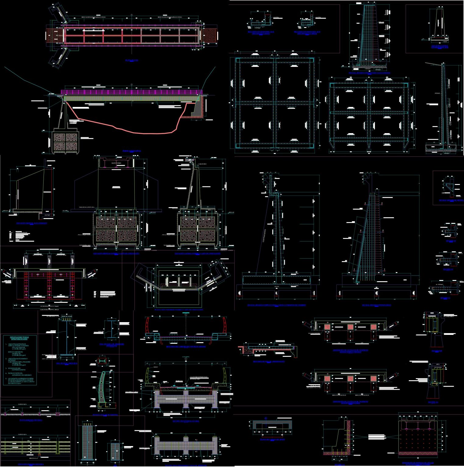 Structural Detail of a Pedestrian Bridge in DWG (5.27 MB) | CAD Library