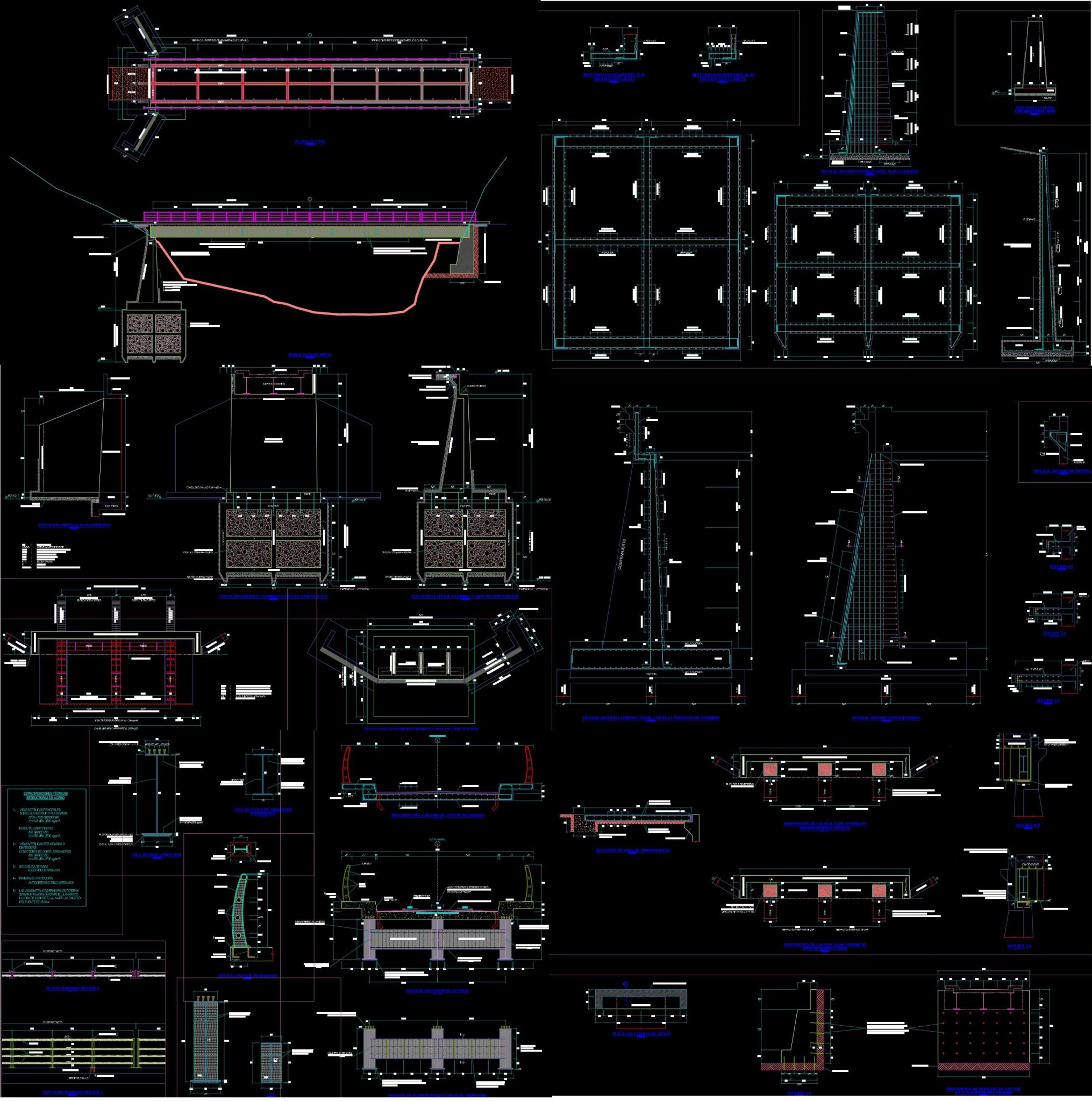 Detalle Estructural De Puente Peatonal En DWG (5.27 MB) | Librería CAD