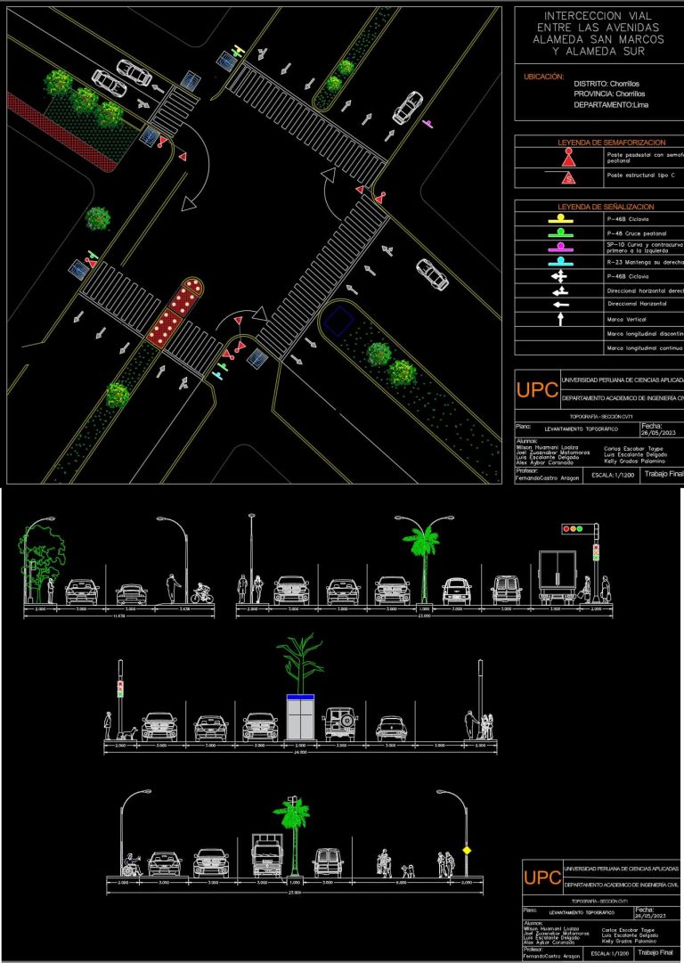 Urban Intersection with Traffic Lights in DWG (2.60 MB) | CAD Library