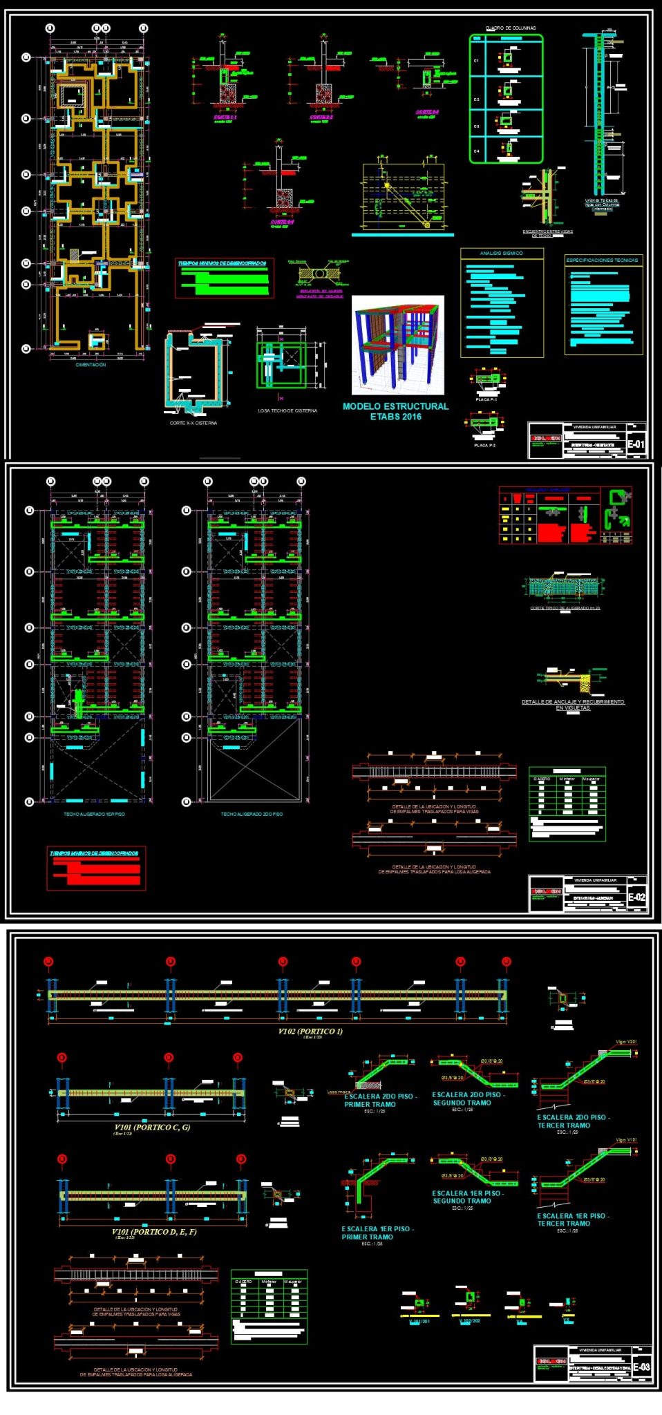 Plano Estructuras Vivienda Unifamiliar Chiclayo Dos Pisos En DWG (1.14 ...