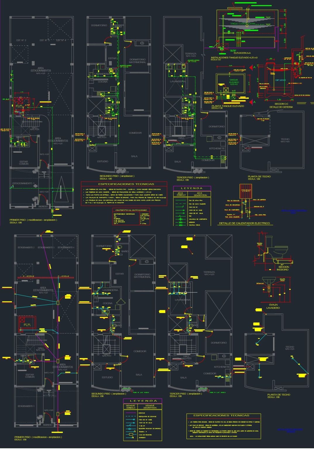 Plans of Sanitary Installations in Homes in DWG (289.87 KB) | CAD library