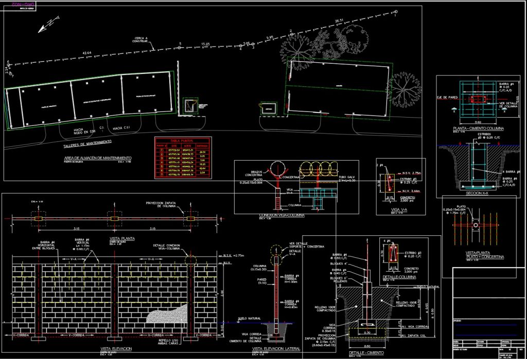 Plano Constructivo De Muro Perimetral En DWG (11.67 MB) | Librería CAD