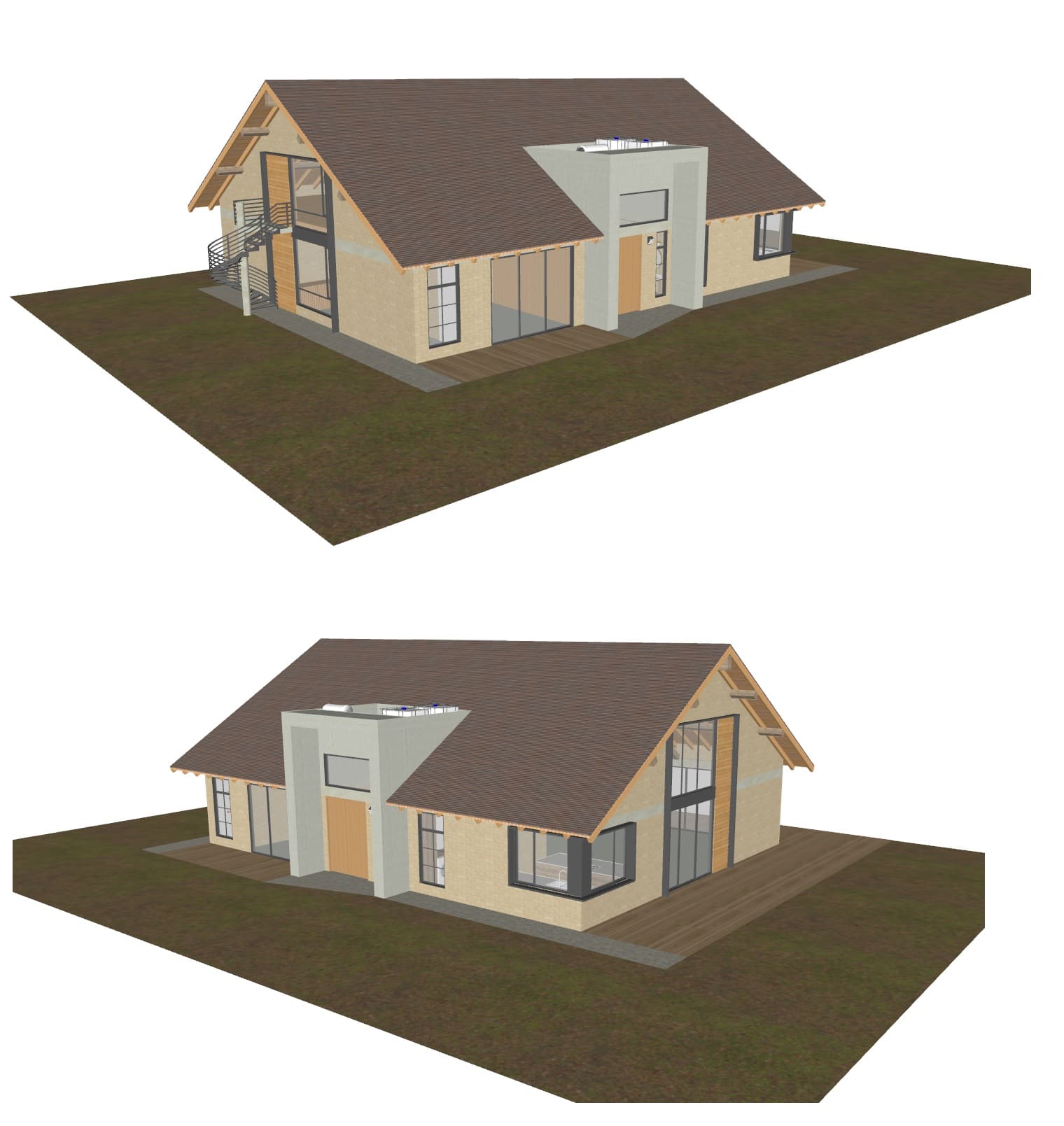 Contemporary Country House with a Gable Roof in SketchUp (37.60 MB ...