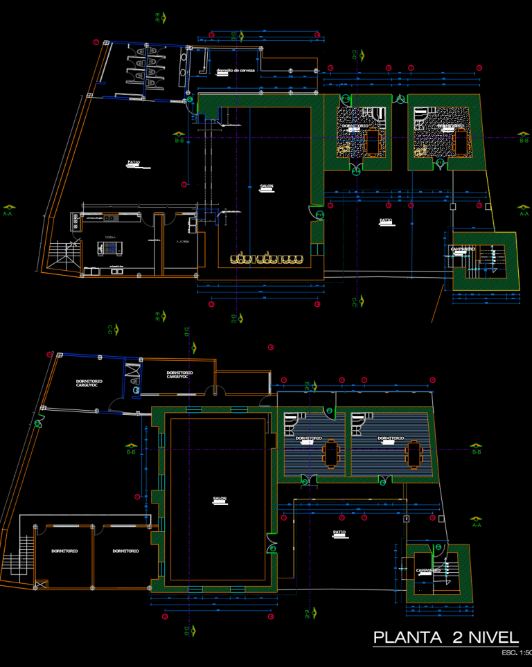 Plantas arquitetônicas e estruturais para uma mansão em Paucartambo ...