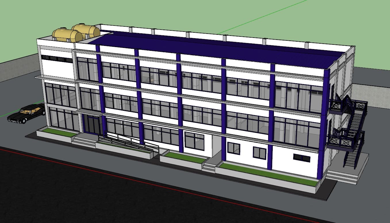 Edificio De Oficinas De 3 Niveles En SketchUp (26.46 MB) | Librería CAD