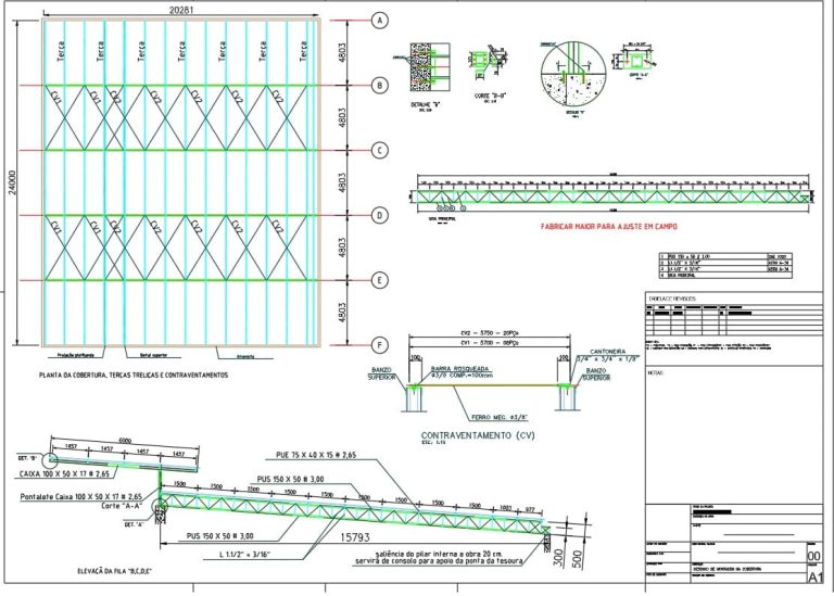 Industrial Warehouse Roofing in Steel in DWG () | CAD Library