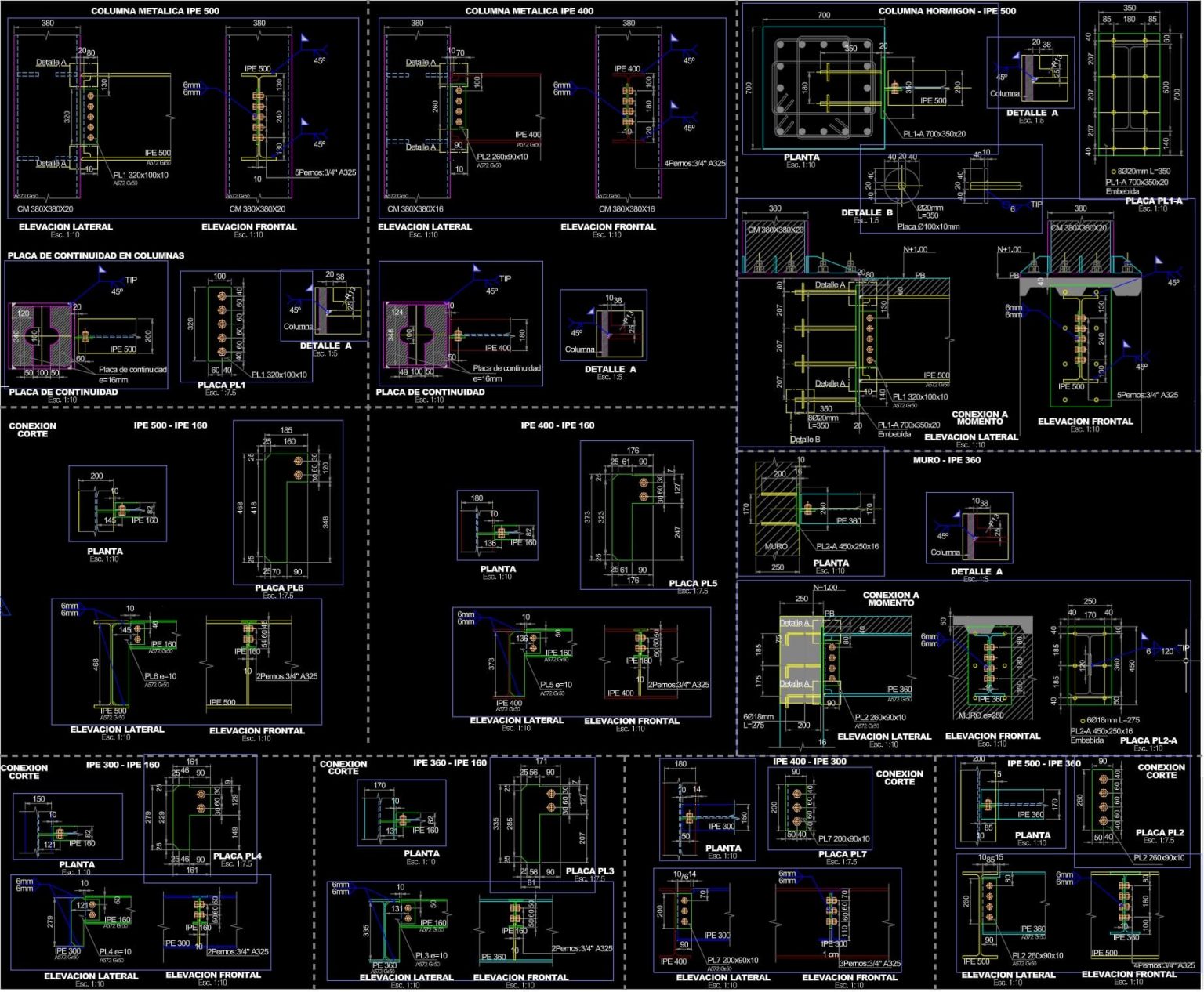 Steel Connections - Details In DWG (277.59 KB) | CAD library