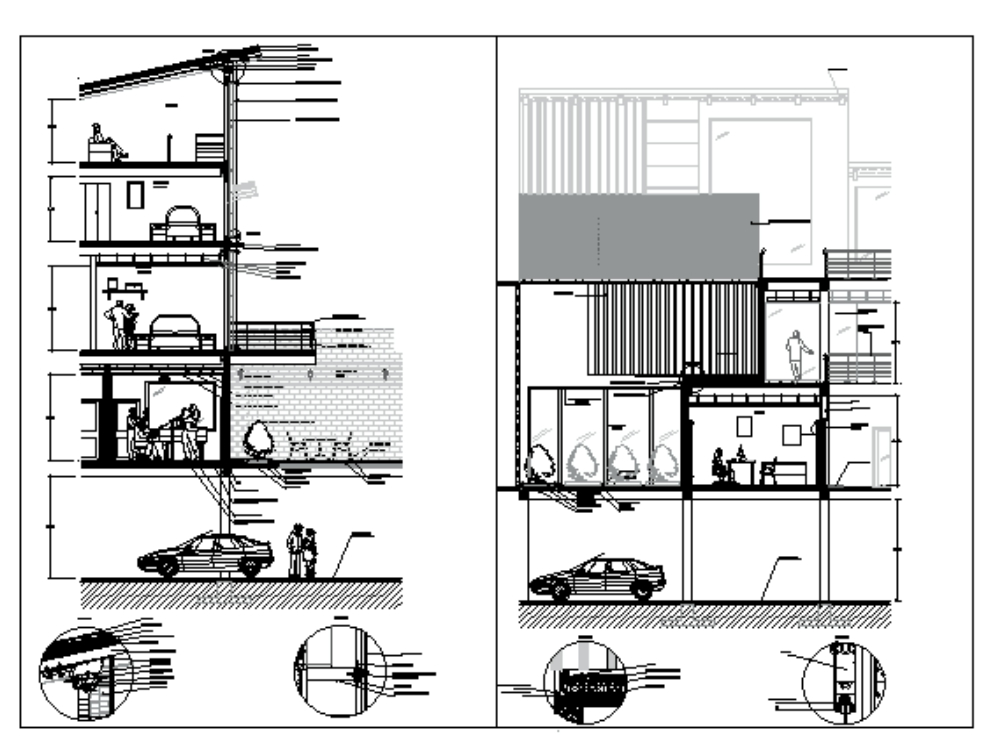Section Facade Of House In Height In AutoCAD CAD Library