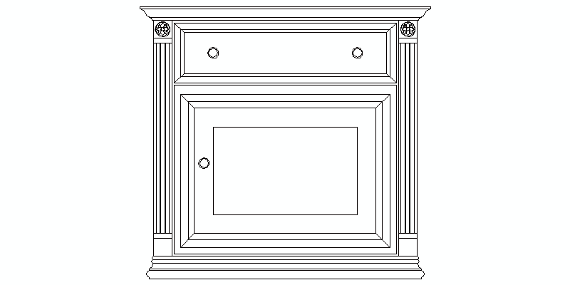 Nightstand Front Elevation in DWG (16.04 KB) | CAD library